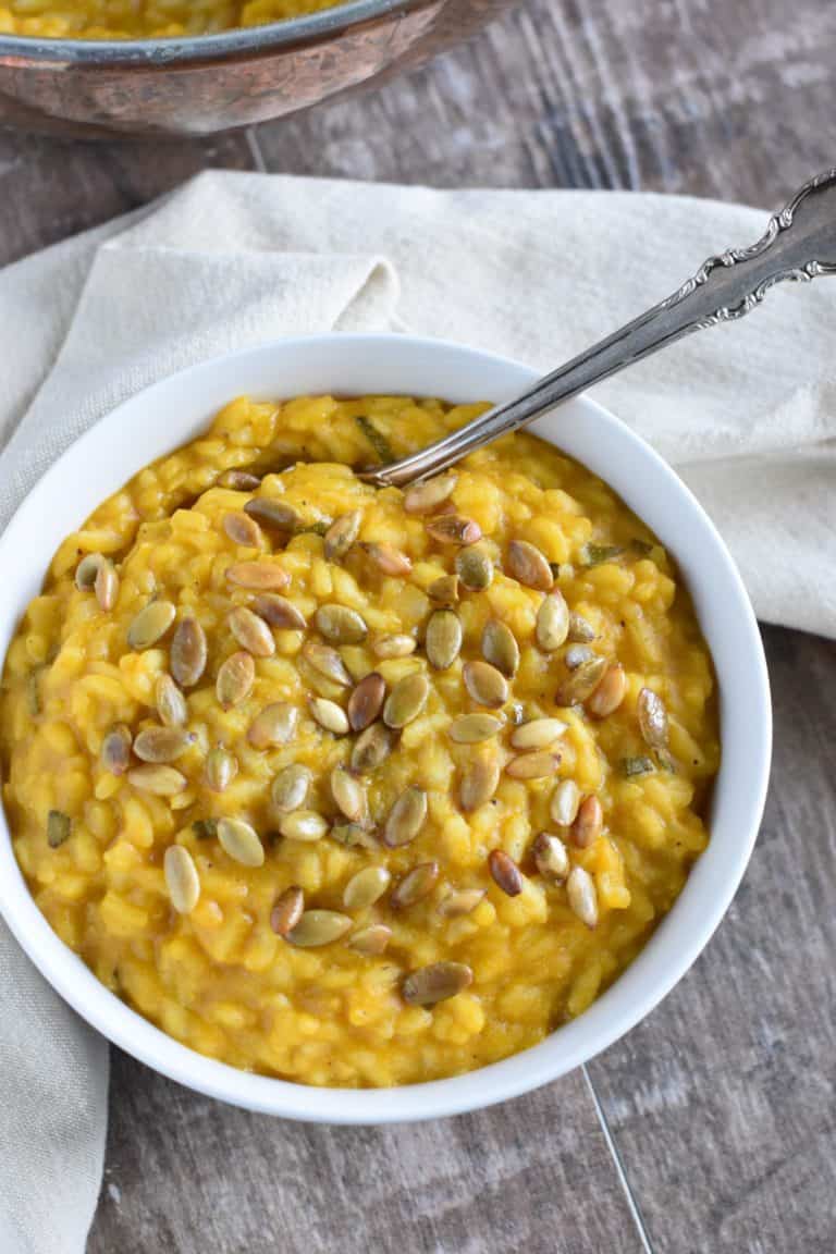 Vegan Pumpkin Risotto with Roasted Pepitas [GF] - Watch Learn Eat
