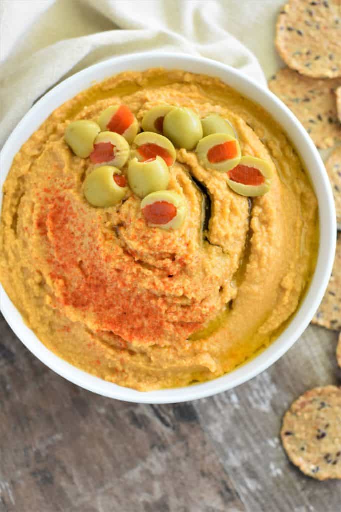Green Olive Hummus [Vegan, Tahini-Free, GF] - Watch Learn Eat