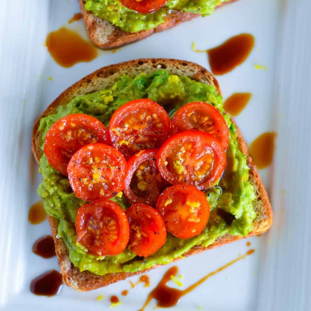 Tomato Avocado Toast [Vegan with GF Option] - Watch Learn Eat